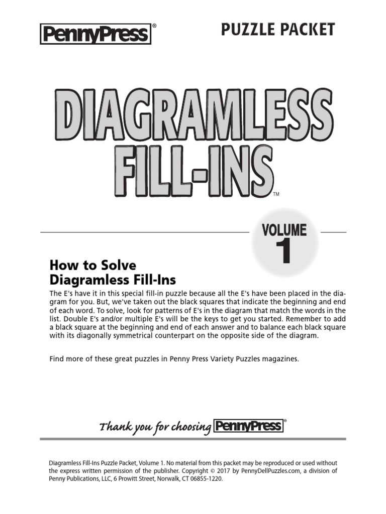 Diagramless Fillin Puzzle Packet DFIW01 | PDF