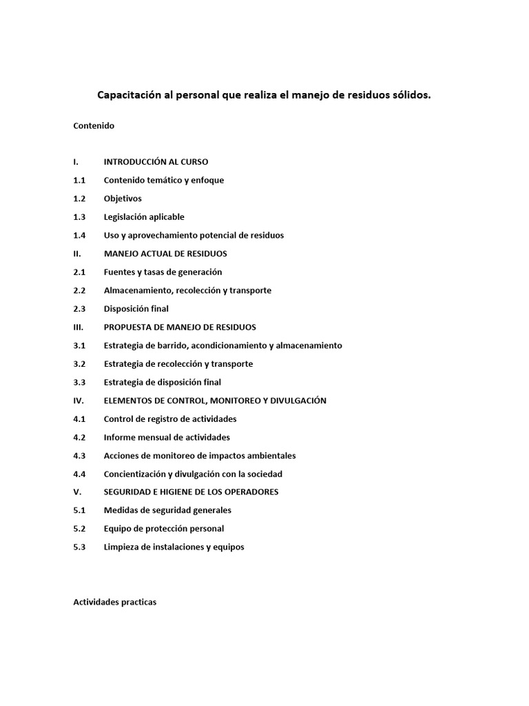 Temario Curso de Capacitación | PDF