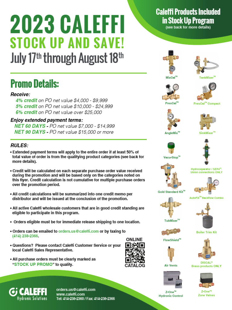 Caleffi Stock Up and SAVE Promo-2023 | PDF