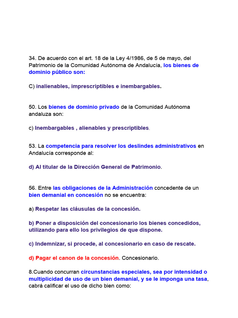 Preguntas Exámenes Oficiales Patrimonio | PDF | Bienes (Ley) | Gobierno