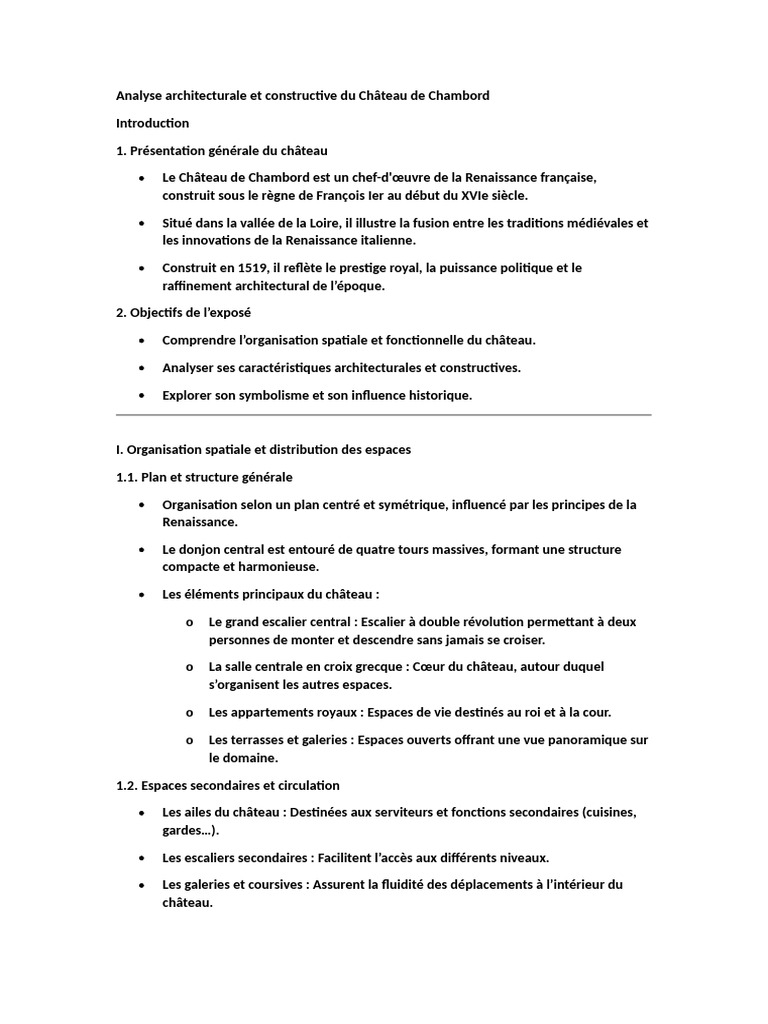 Analyse Formelle Du Château de Chambord | PDF | Architecture gothique ...