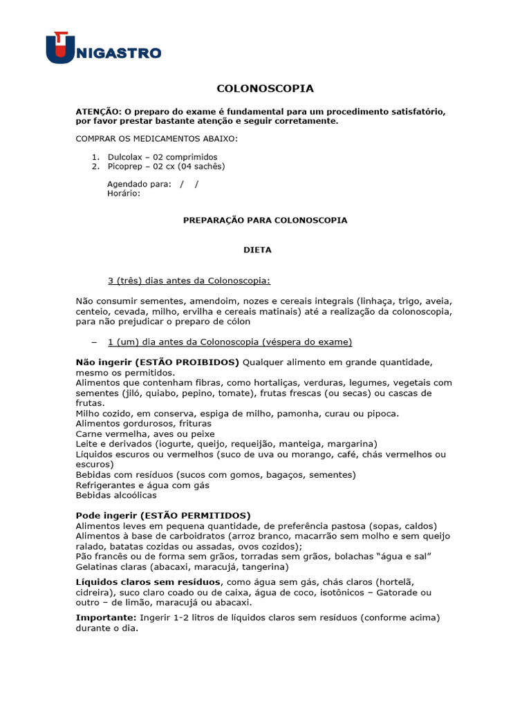 Preparo de Colono - Intestino Normal - Picoprep - Santana - Sto Amaro ...