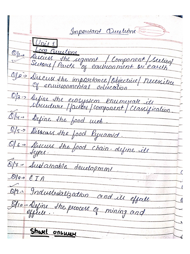 EVS Important Questions | PDF