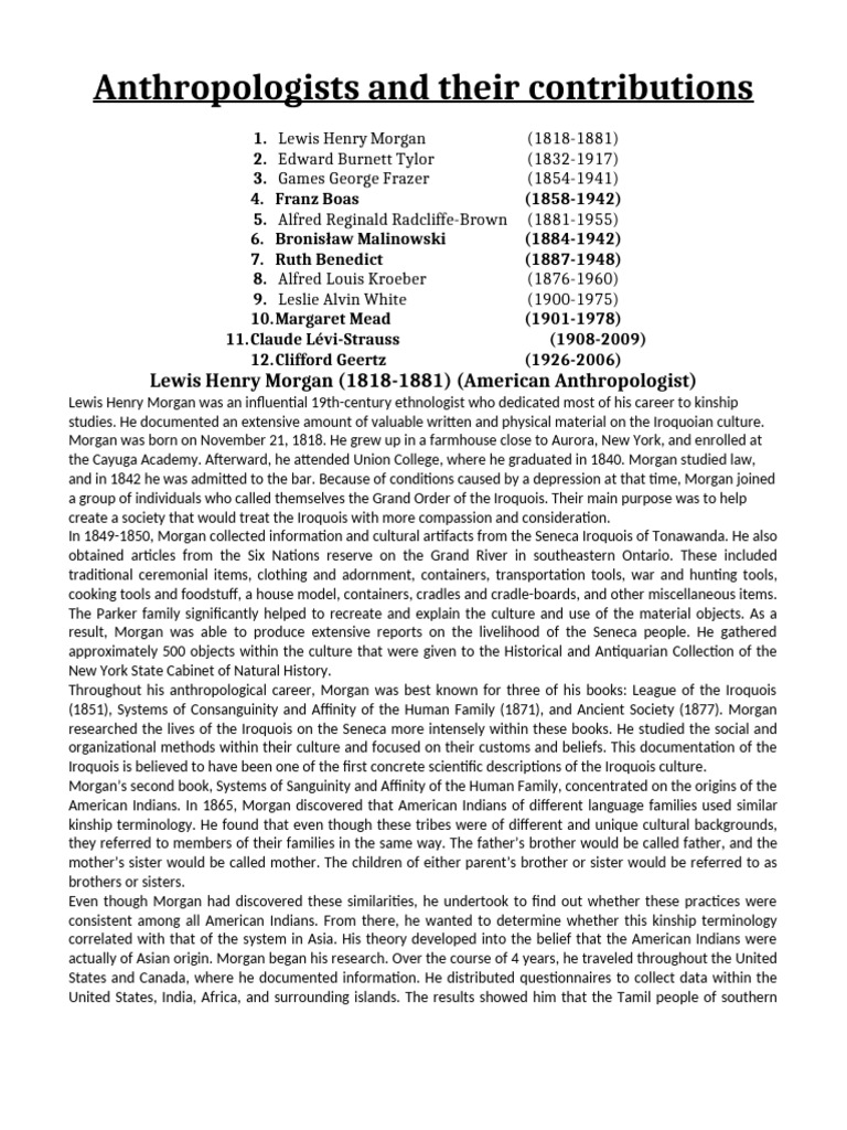 Contributions of Franz Boas to Anthropology | PDF | Anthropology ...