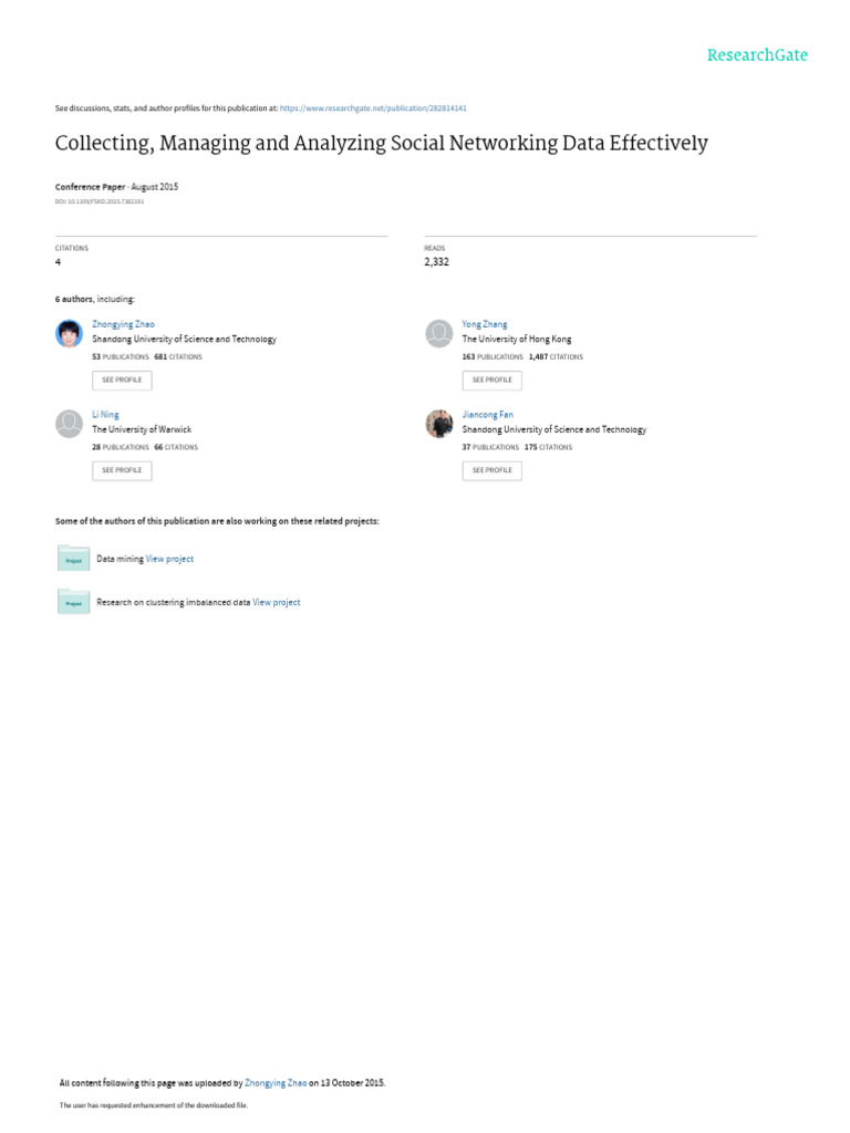 Collecting, Managing and Analyzing Social Networking Data Effectively ...
