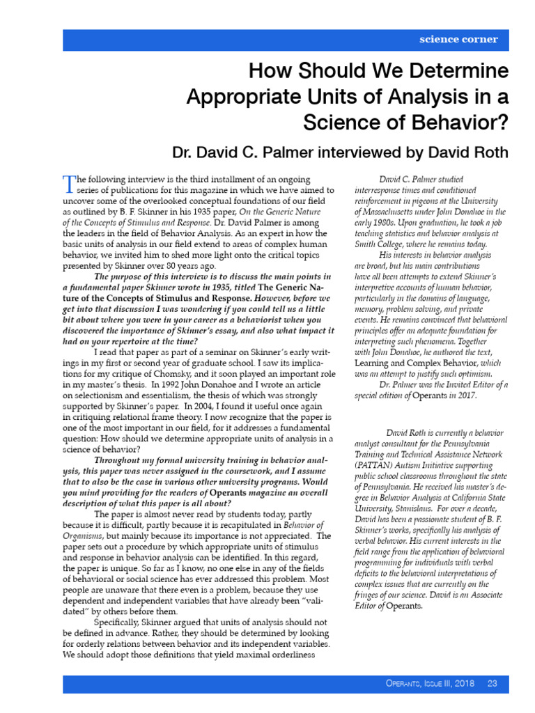 How Should We Determine Appropriate Unit | PDF | Behaviorism ...