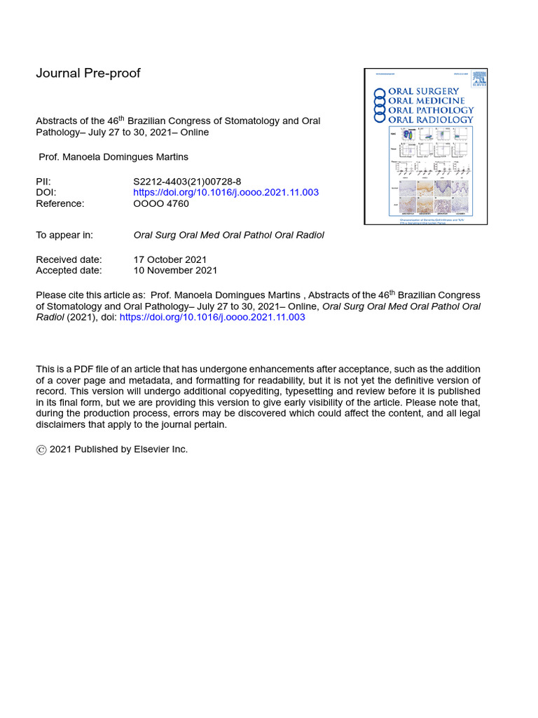 Abstracts of 46th Stomatology Congress | PDF | Diseases And Disorders ...