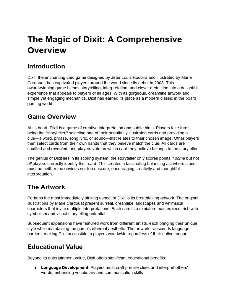 Dixit Card Game: Overview & Impact | PDF | Cognition