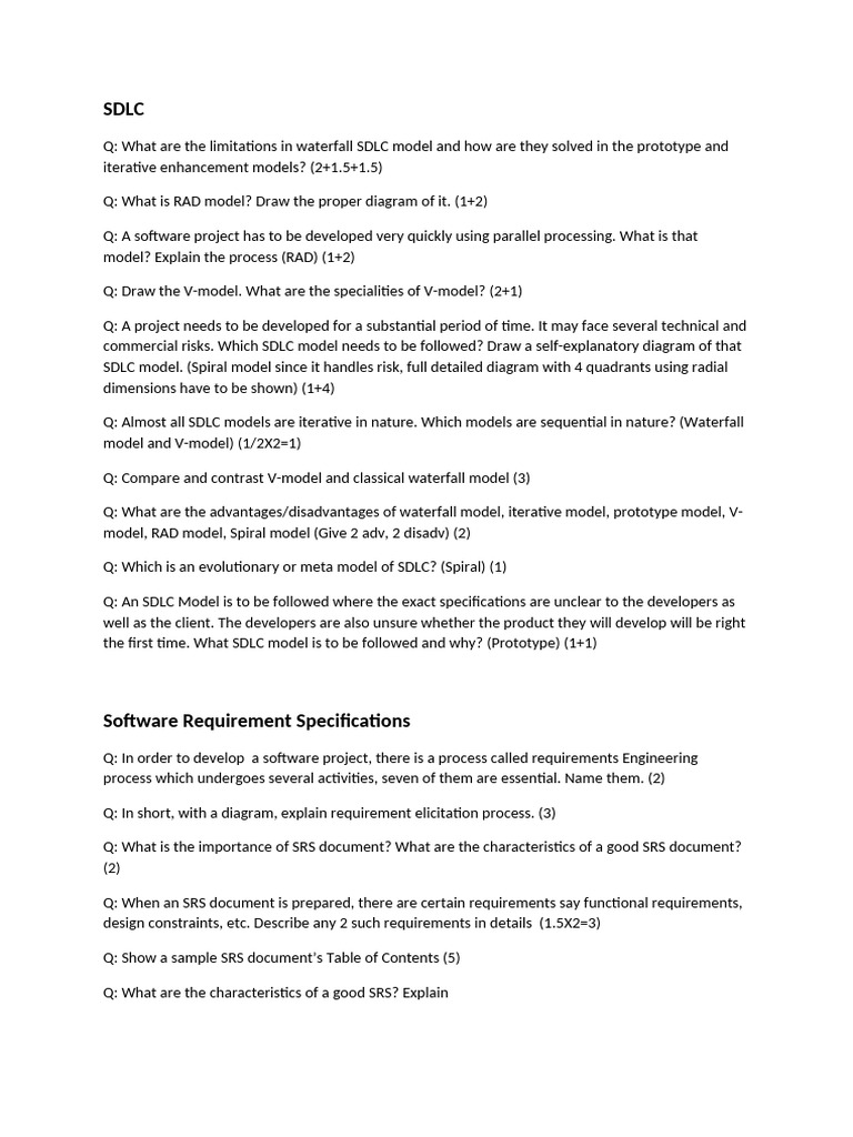 Sample Question Set SW Engg2025 | PDF | Software Development Process | Computer Program