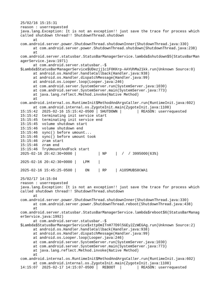 Android Shutdown and Reboot Logs | PDF | Embedded Linux Distributions | Mobile Linux