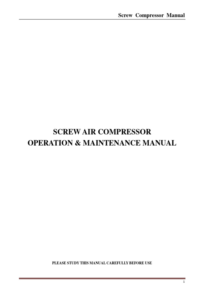 Screw Air Compressor Operation Manual | PDF | Valve | Belt (Mechanical)