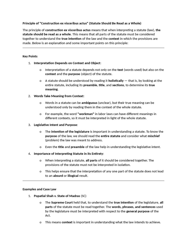 Statute To Be Read As Whole | PDF | Supreme Court Of The United States ...