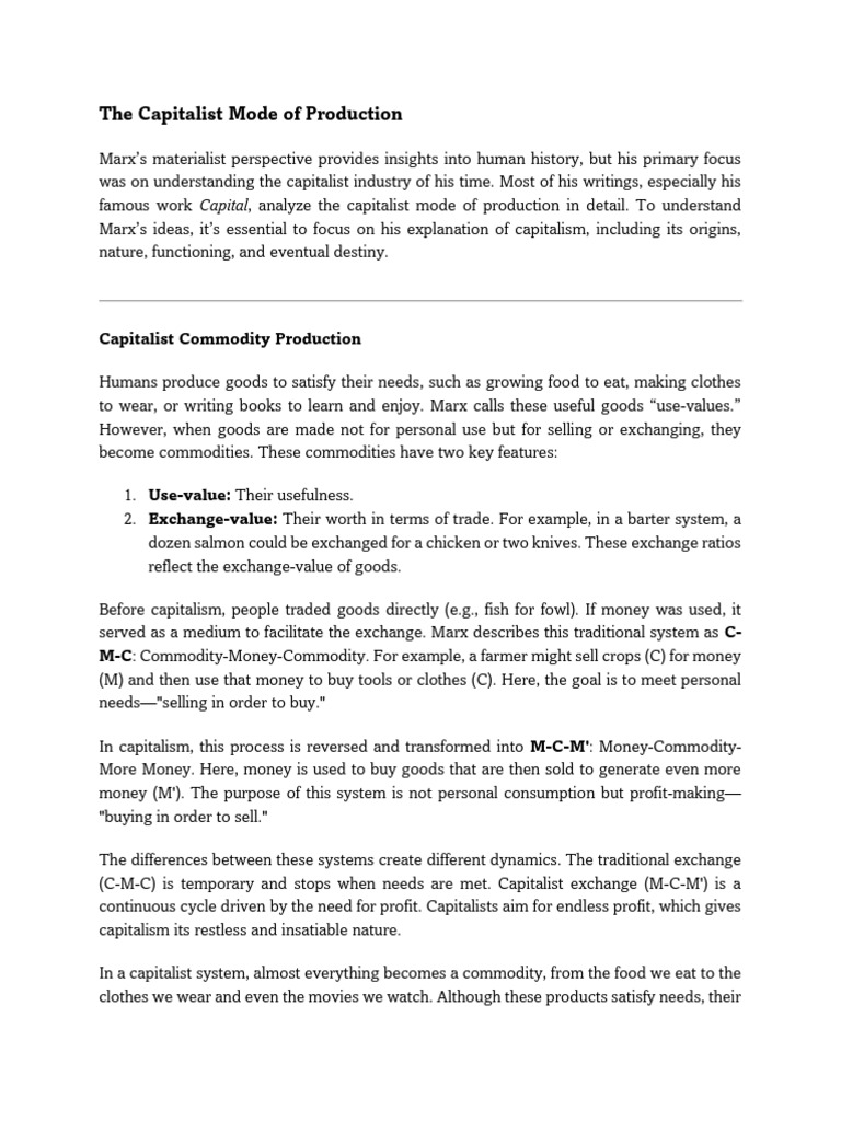 Conditions of the Working Class in Capitalism | PDF | Capitalism ...