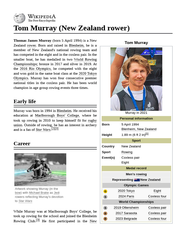 Tom Murray: NZ Rowing Champion Profile | PDF | Rowing | Sports