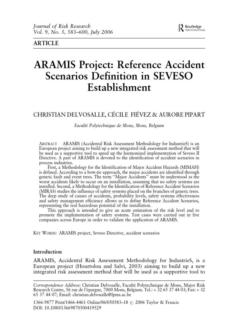 ARAMIS Project - Event Prediction (General) | PDF | Risk | Safety
