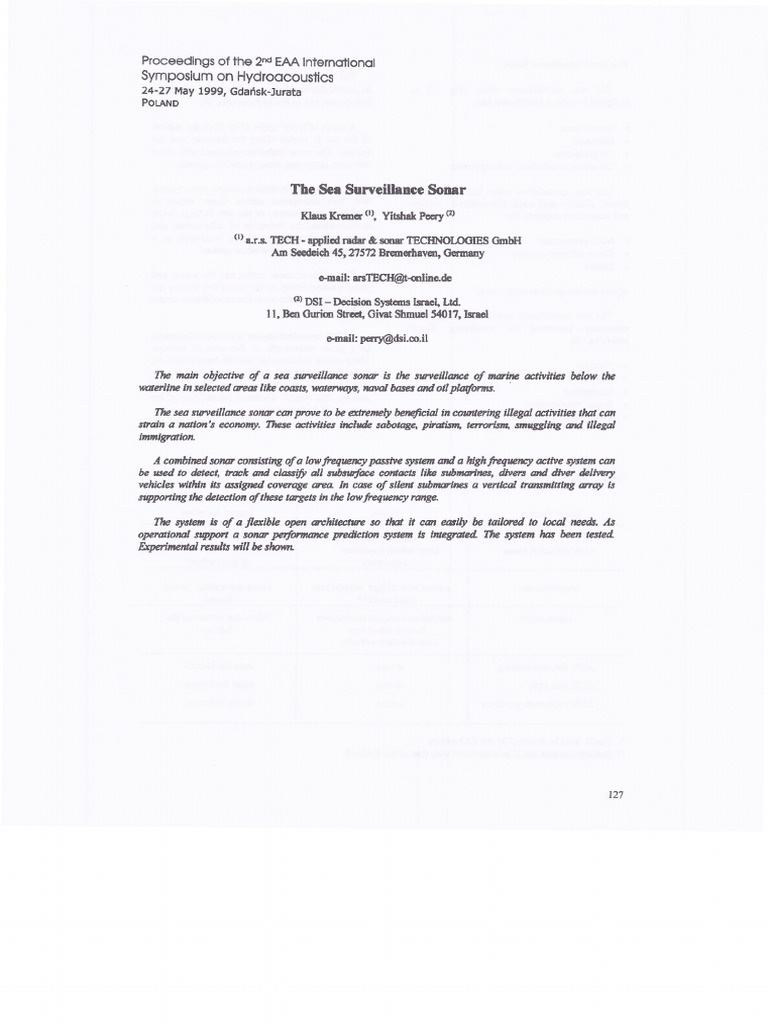 The Sea Surveillance Sonar | PDF | Sonar