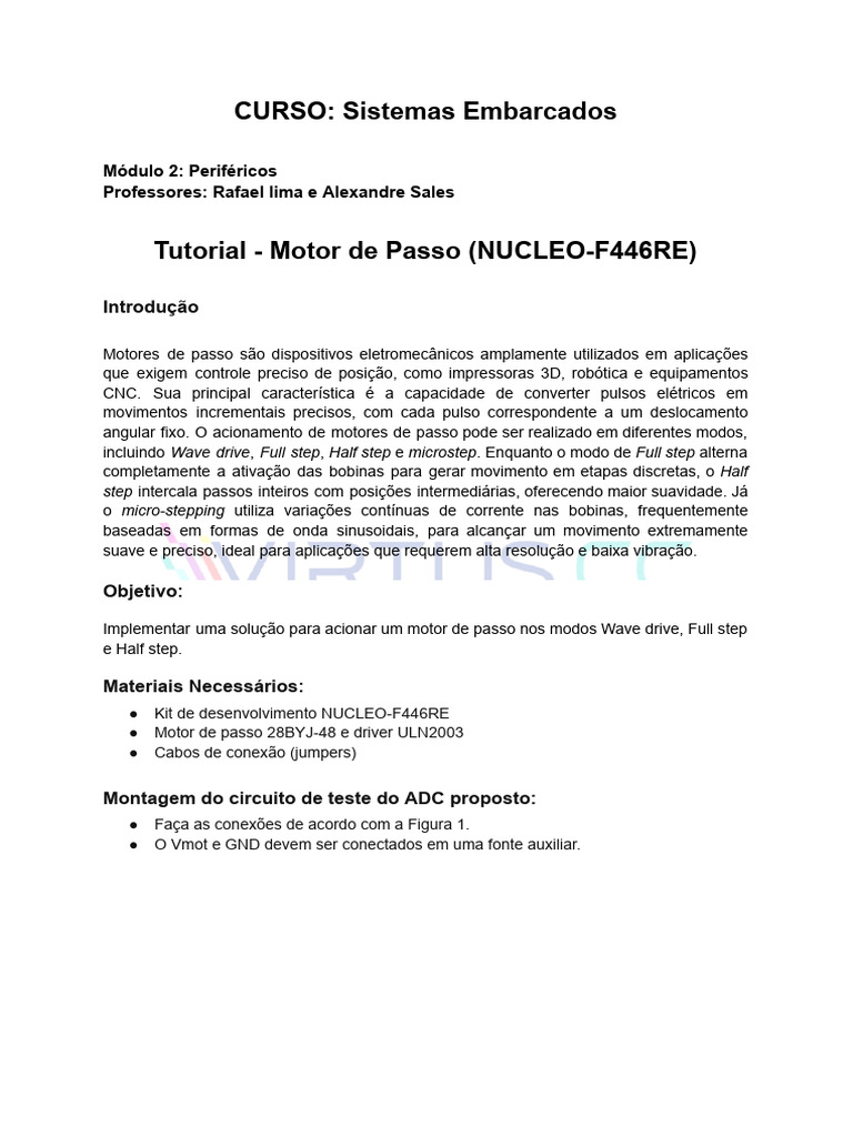 Tutorial Motor de Passo - Microstepping (F446RE) | PDF | Motor elétrico | Motores