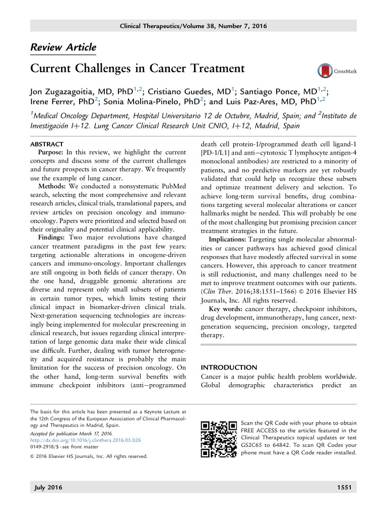 Current Challenges in Cancer Treatment | PDF | Cancer | Epidermal ...