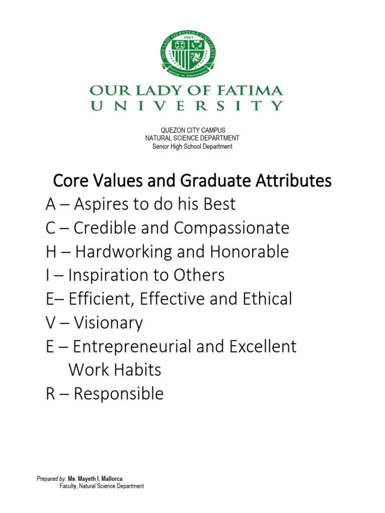 Core Values and Graduate Attributes - 43136679 | PDF