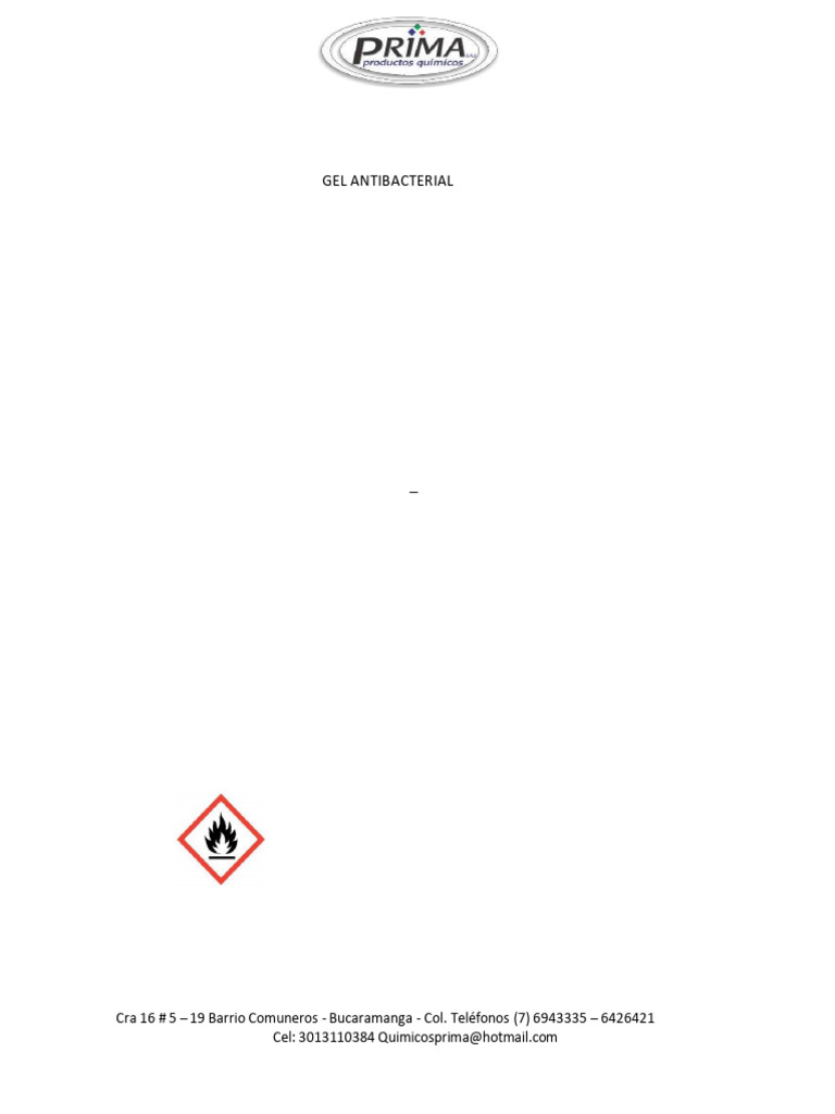 Ficha Técnica de Seguridad Gel Antibacterial para Manos 2023 | PDF | Agua | Residuos