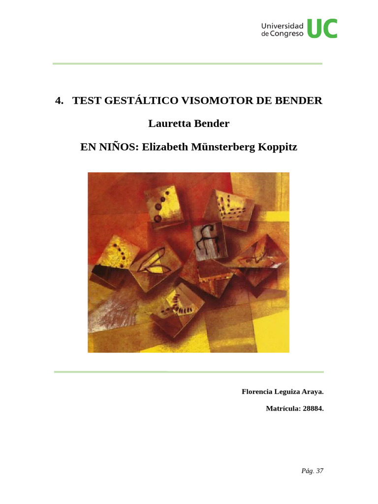 Test Bender: Evaluación Visomotora Infantil | PDF | Aprendizaje | Dibujo