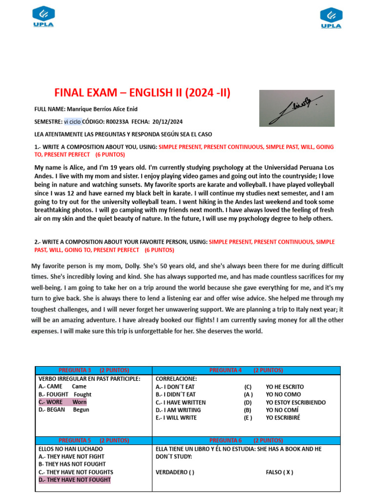 English II Final Exam Composition Guide | PDF | Linguistics