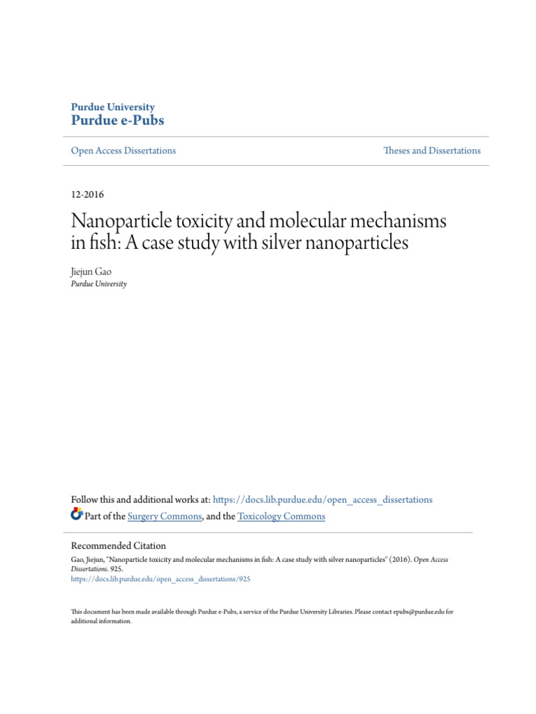 Nanoparticle Toxicity and Molecular Mechanisms in Fish - A Case ST | PDF | Thesis | Vascular ...