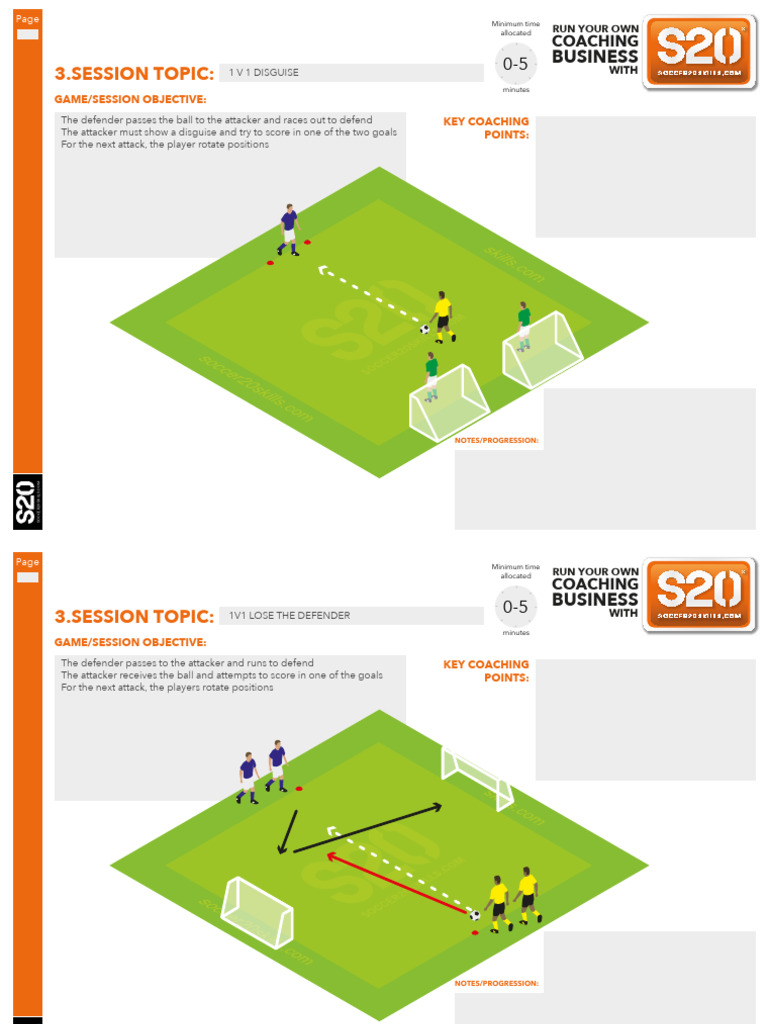1v1 Practice Session Plans | PDF | Defender (Association Football ...