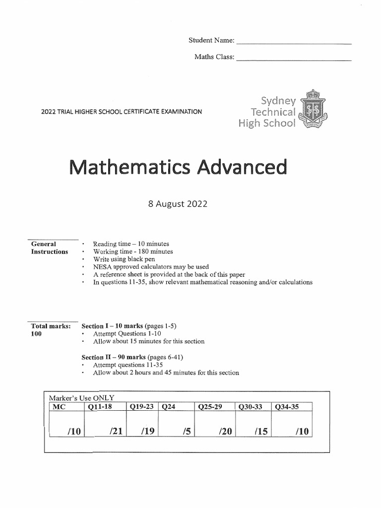 Sydney Tech 2022 2U Trials & Solutions | PDF | Qualifications | Student Assessment And Evaluation