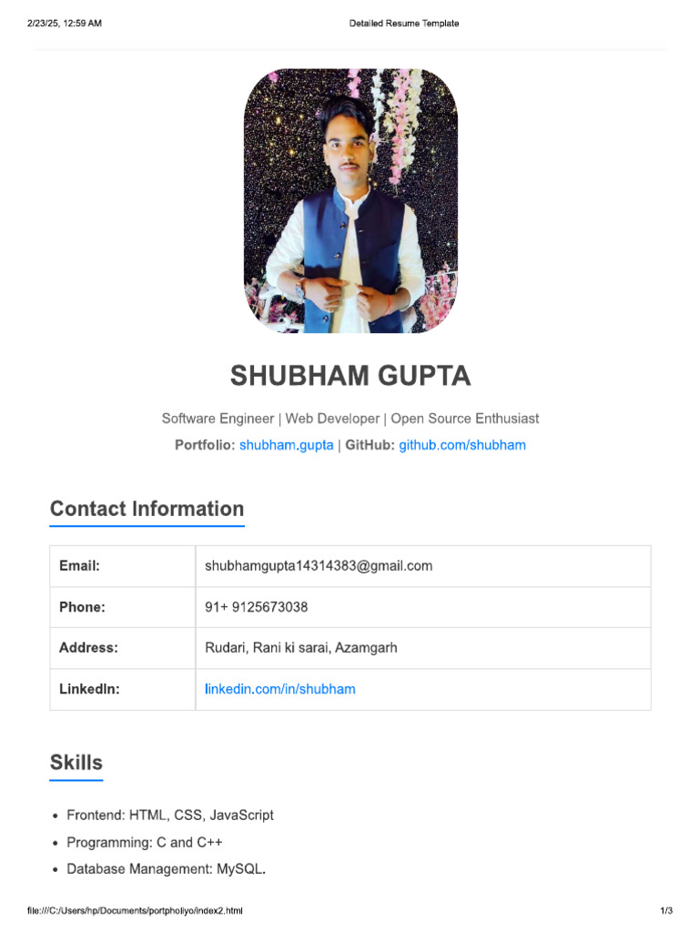 Shubham Portfolio | PDF
