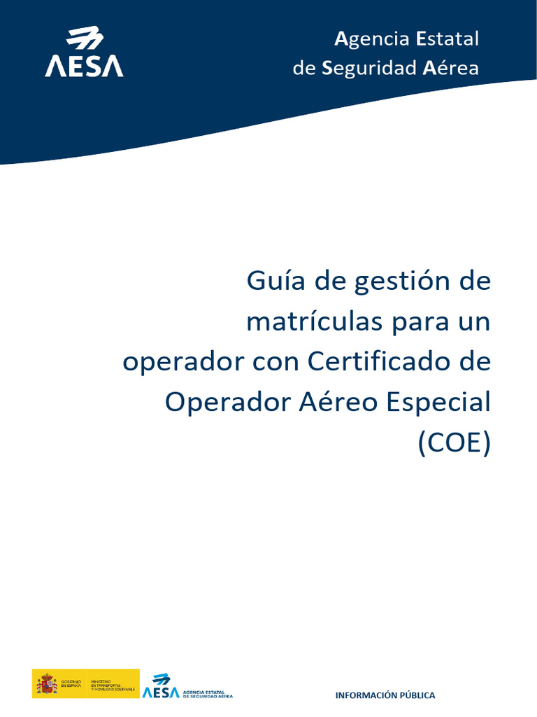 OPS-COE-P01-GU03 Ed - 01 Guía de Gestión de Matrículas para Un Operador COE | PDF | Aeroespacial ...