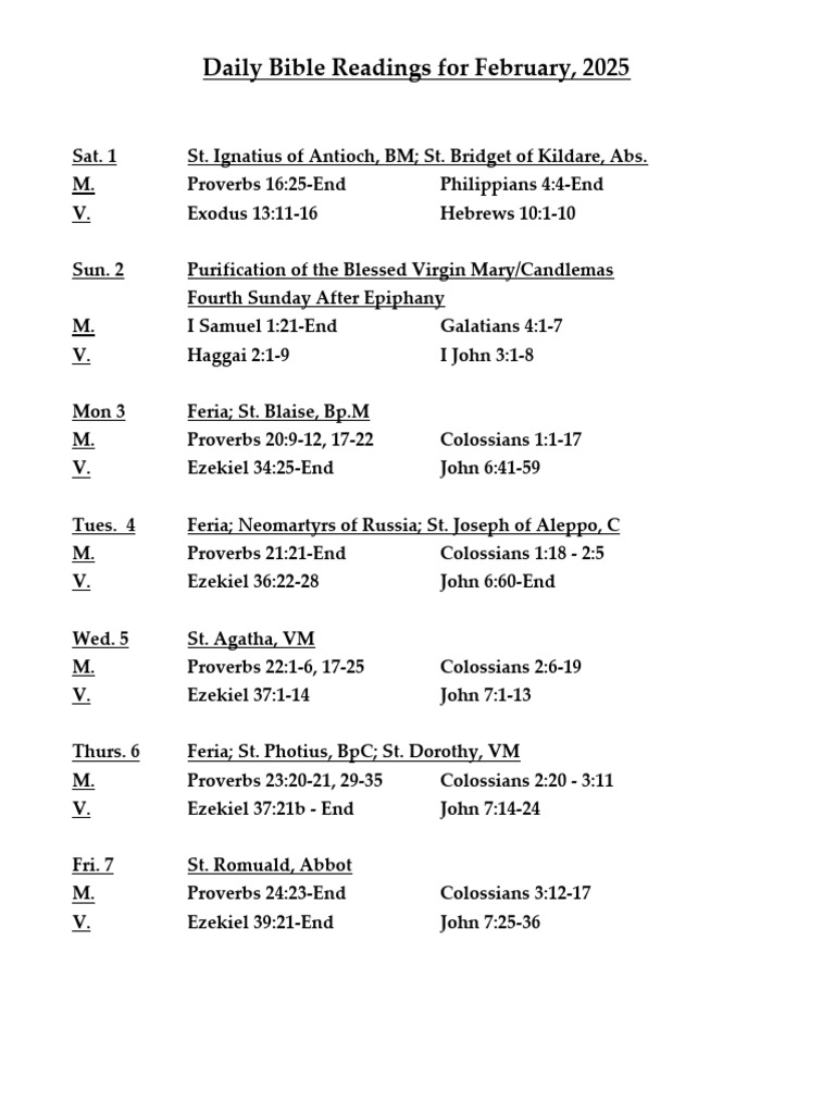 February 2025 Daily Bible Readings | PDF | Early Christianity | New ...