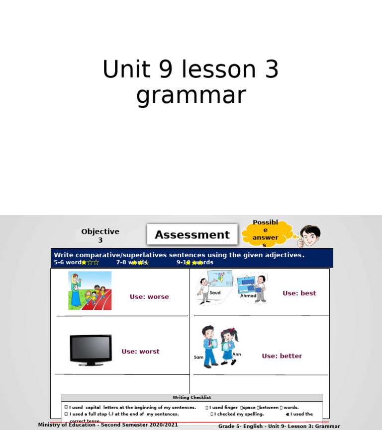 Unit 9 Lesson 3 Grammar | PDF