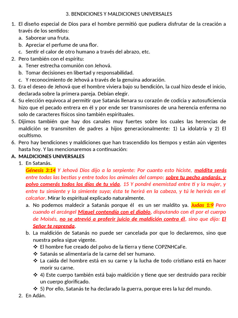 Bendiciones y Maldiciones Universales | PDF | Satán | Cristo (título)