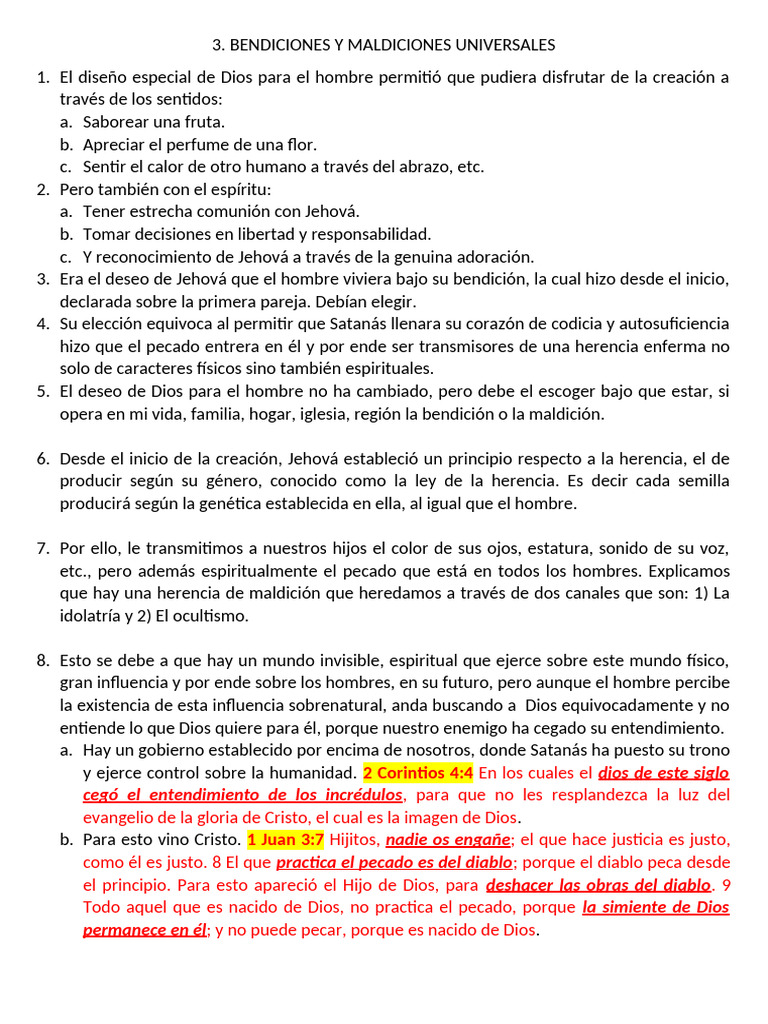 Bendiciones y Maldiciones Bíblicas | PDF | Pecado | Satán