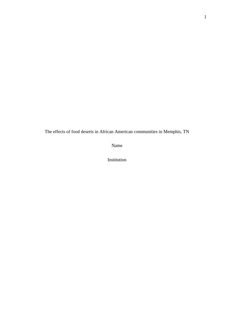 Order 8490300 the Effects of Food Deserts in African American ...
