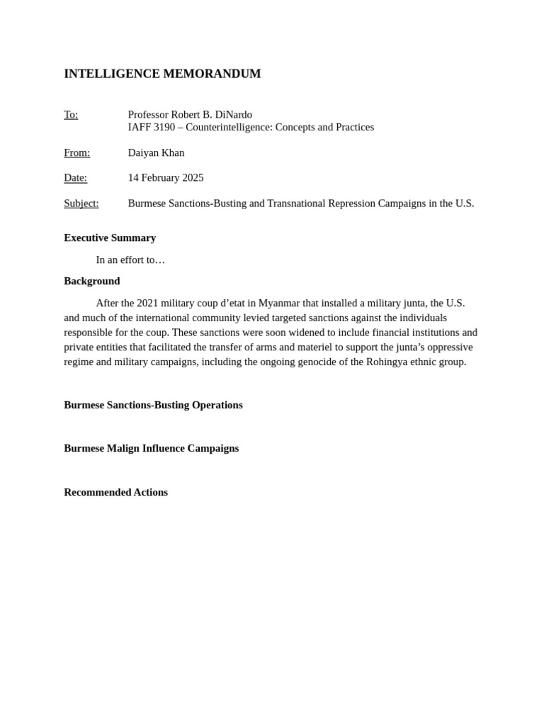 Intelligence Memorandum Format | PDF