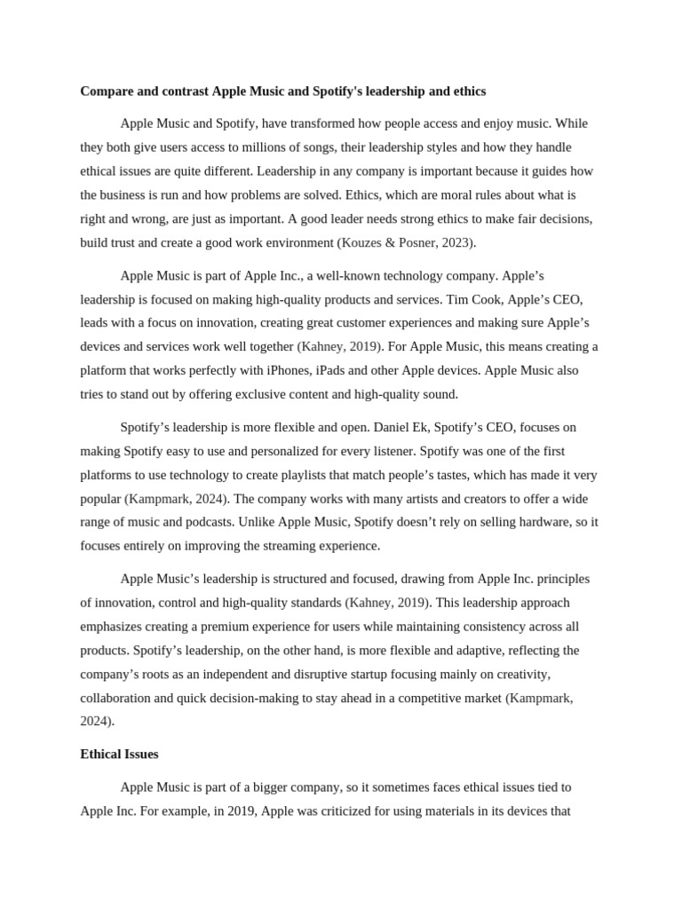 Ethics in Apple Music vs. Spotify | PDF | Spotify | Apple Inc.