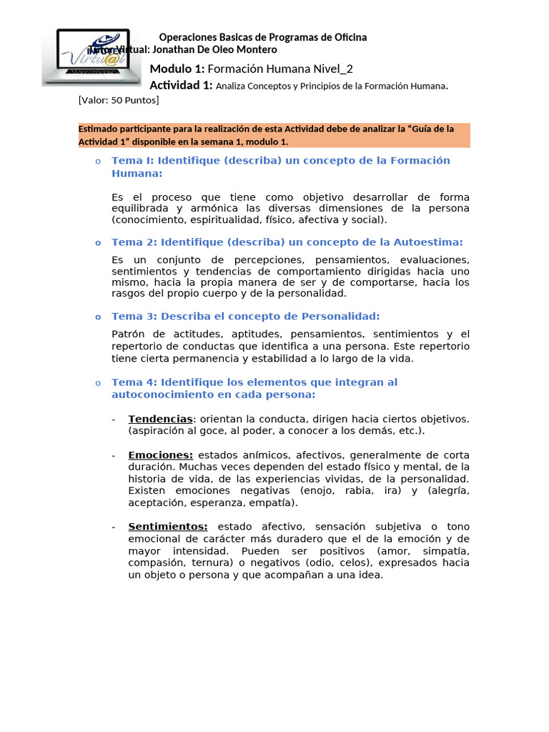 Actividad 1 Del Módulo 1 Semana 1 | PDF | Las emociones | Ira