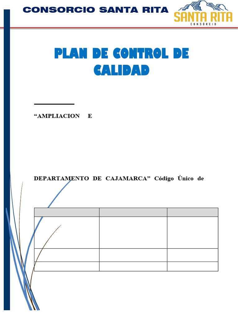 PLAN DE DE GESTION DE LA CALIDAD-CONSORCIO SANTA RITA | PDF | Calidad (comercial) | Sistema de ...