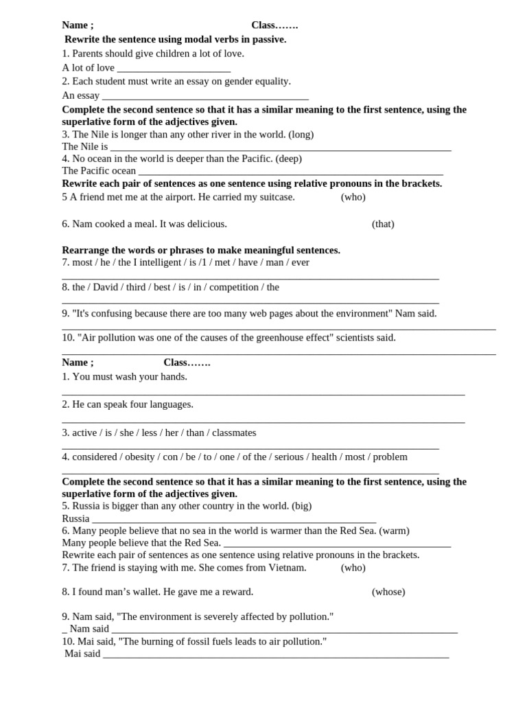 Modal Verbs and Sentence Transformations | PDF | Verb | Adjective