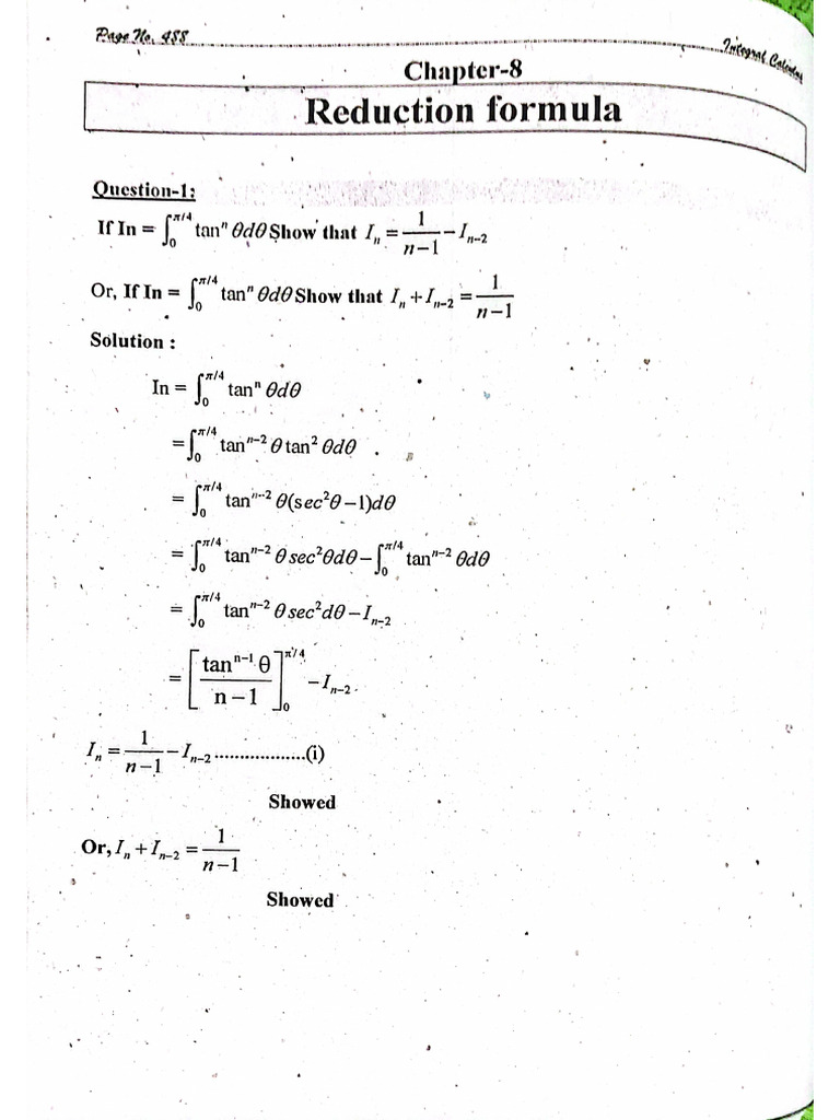Reduction Formula | PDF