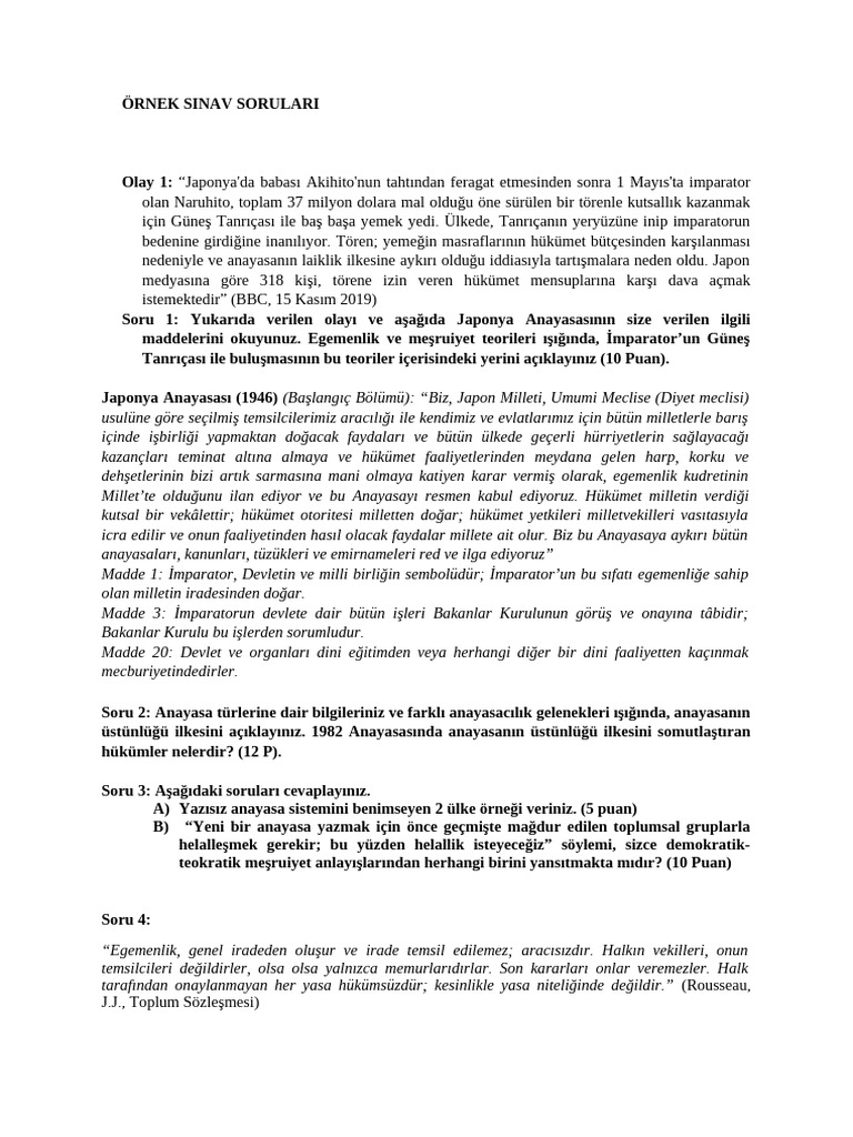 Örnek Sinav Sorulari-Law 103 - Fall 2023 | PDF