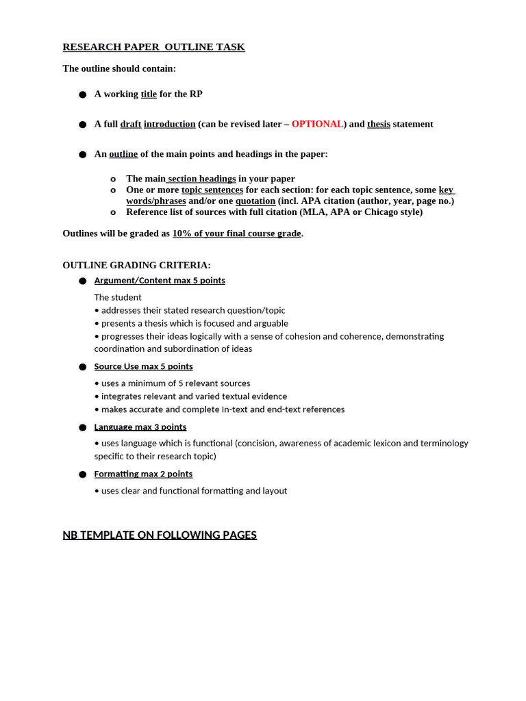 RP - Outline Template + Example | PDF | Adolf Hitler | Final Solution