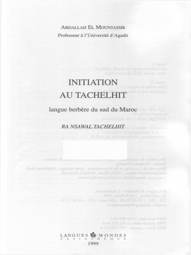 Initiation Au Tachelhit | PDF
