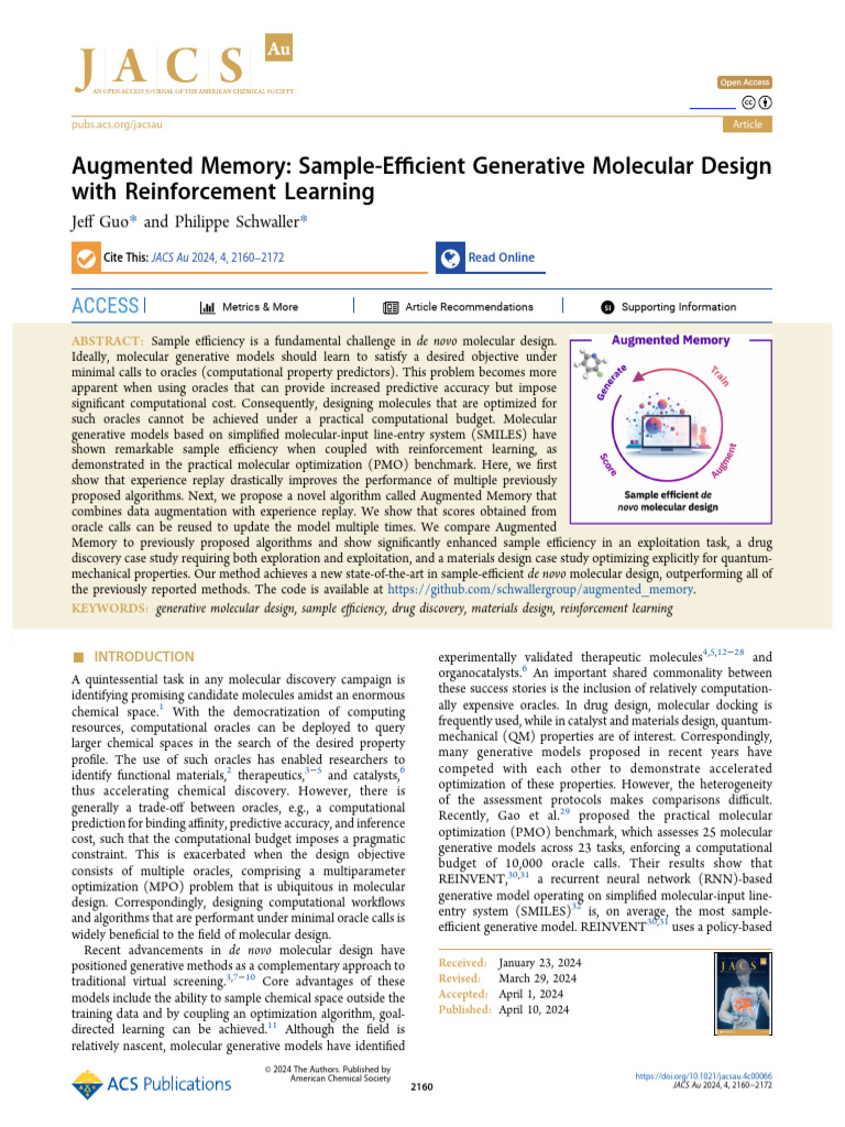 Augmented Memory Sample Efficient Generative Molecular Design With ... Augmented Memory Sample Efficient Generative Molecular Design With ...