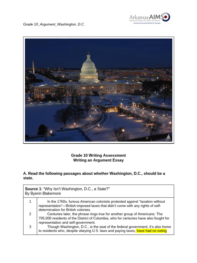 10 Argument Washington D.C. | PDF | Washington | United States Congress