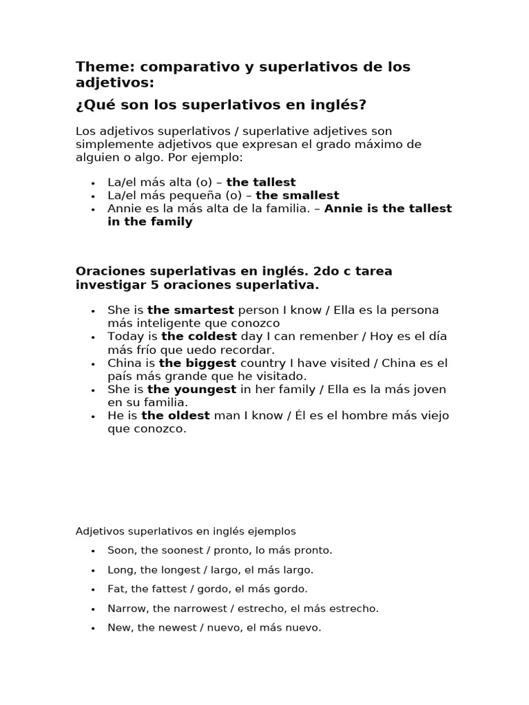 Theme Comparativos y Superlativos de Los Adjectivos | PDF | Lingüística