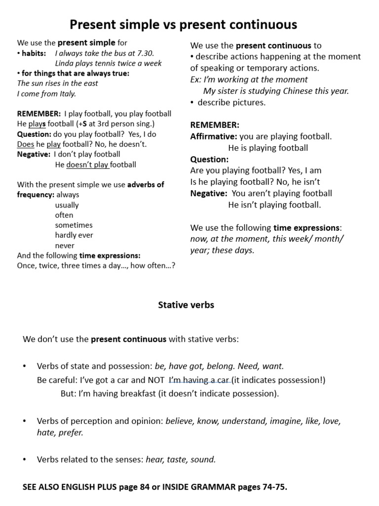 Present-simple-vs-present-continuous | PDF