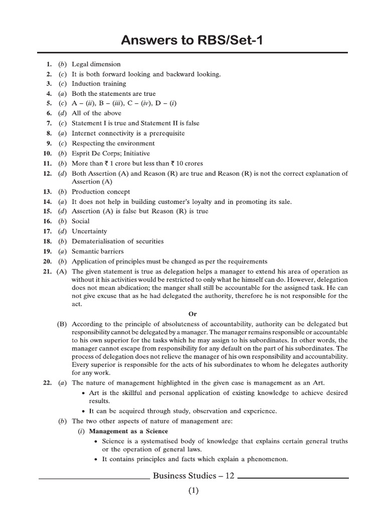 Business Studies Set1 | PDF